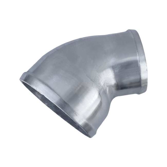Polished Cast Aluminum 45 Degree 4" - 3" O.D. Reducer Elbow Pipe Tube