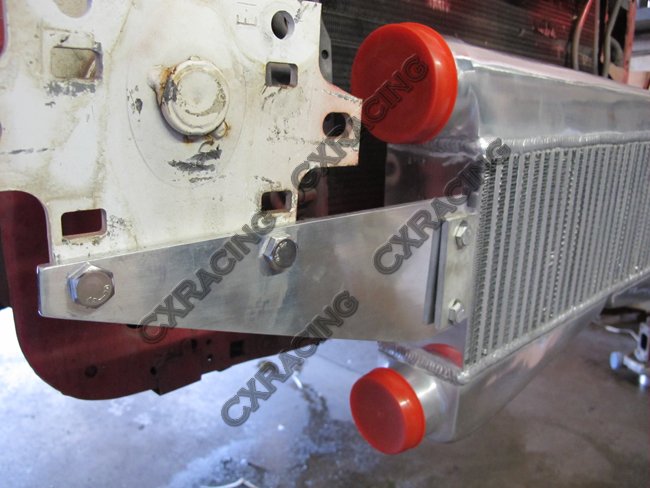 27x16.5x3.5 2-In-1-Out Aluminum Intercooler + Brackets For 79-93 Ford ...