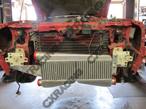 Twin Turbo FMIC Aluminum Intercooler 2-in-1-out For Mustang Camaro