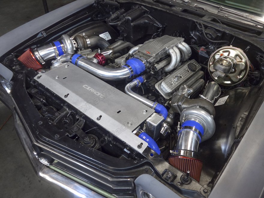 Twin Turbo Kit Intercooler Piping Radiator For 68-72 Chevrolet Chevelle SBC