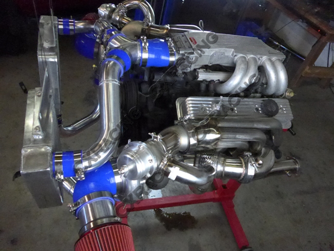 Twin Turbo Kit For 63-67 Chevrolet Chevelle Nova SBC V8 Header Downpipe