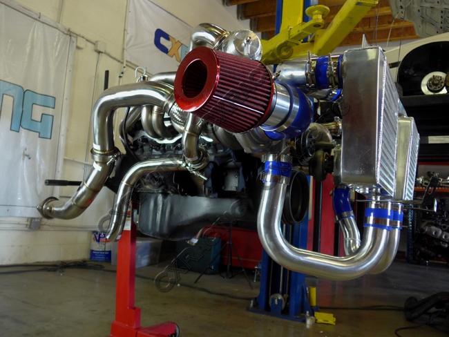 Twin Turbo Kit For 63-67 Chevrolet Chevelle Nova SBC V8 Header Downpipe