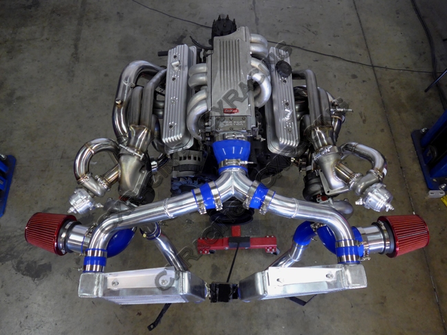 Twin Turbo Kit For 63-67 Chevrolet Chevelle Nova SBC V8 Header Downpipe