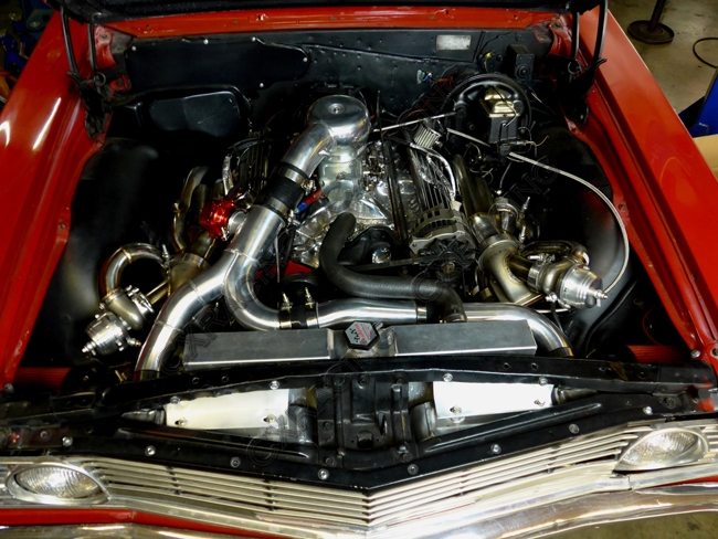 Twin Turbo Kit For 63-67 Chevrolet Chevelle Nova SBC V8 Header Downpipe