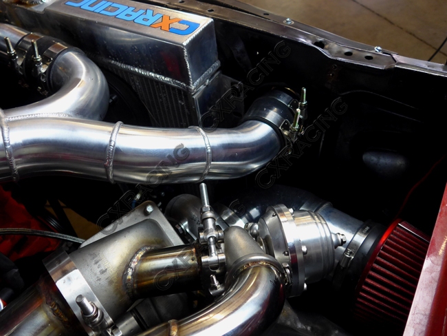 Twin Turbo Kit For 63-67 Chevrolet Chevelle Nova SBC V8 Header Downpipe