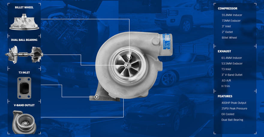 T3 T04B Dual Ceramic Ball Bearing Turbo Charger Billet Wheel Compressor